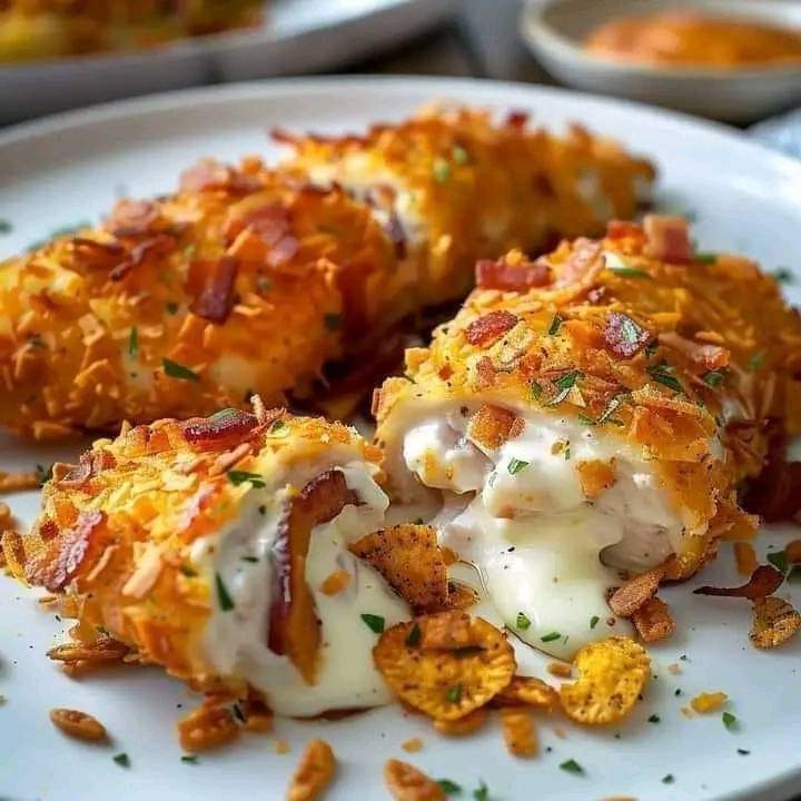 Cheesy Stuffed Chicken Breasts with Bacon and Crispy Coating - CYSSERO