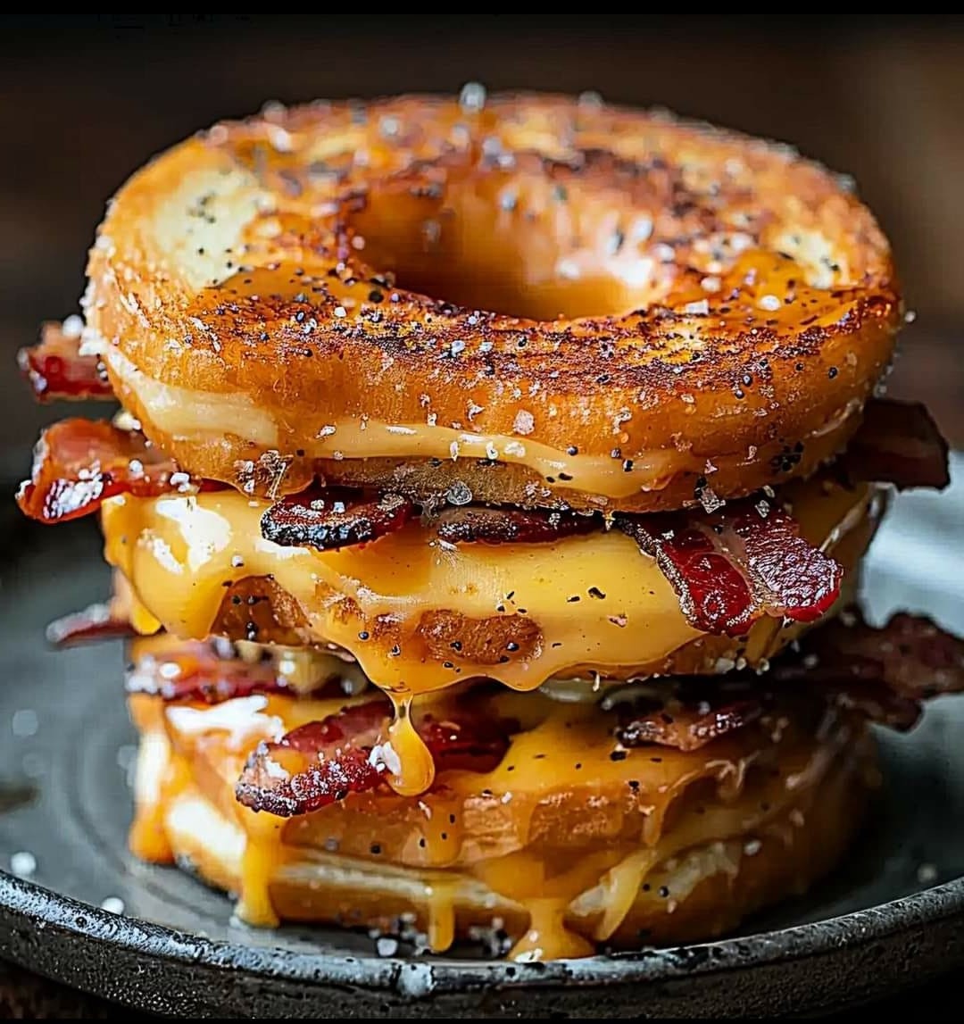 Bacon Cheddar Donut Sandwich Recipe - CYSSERO