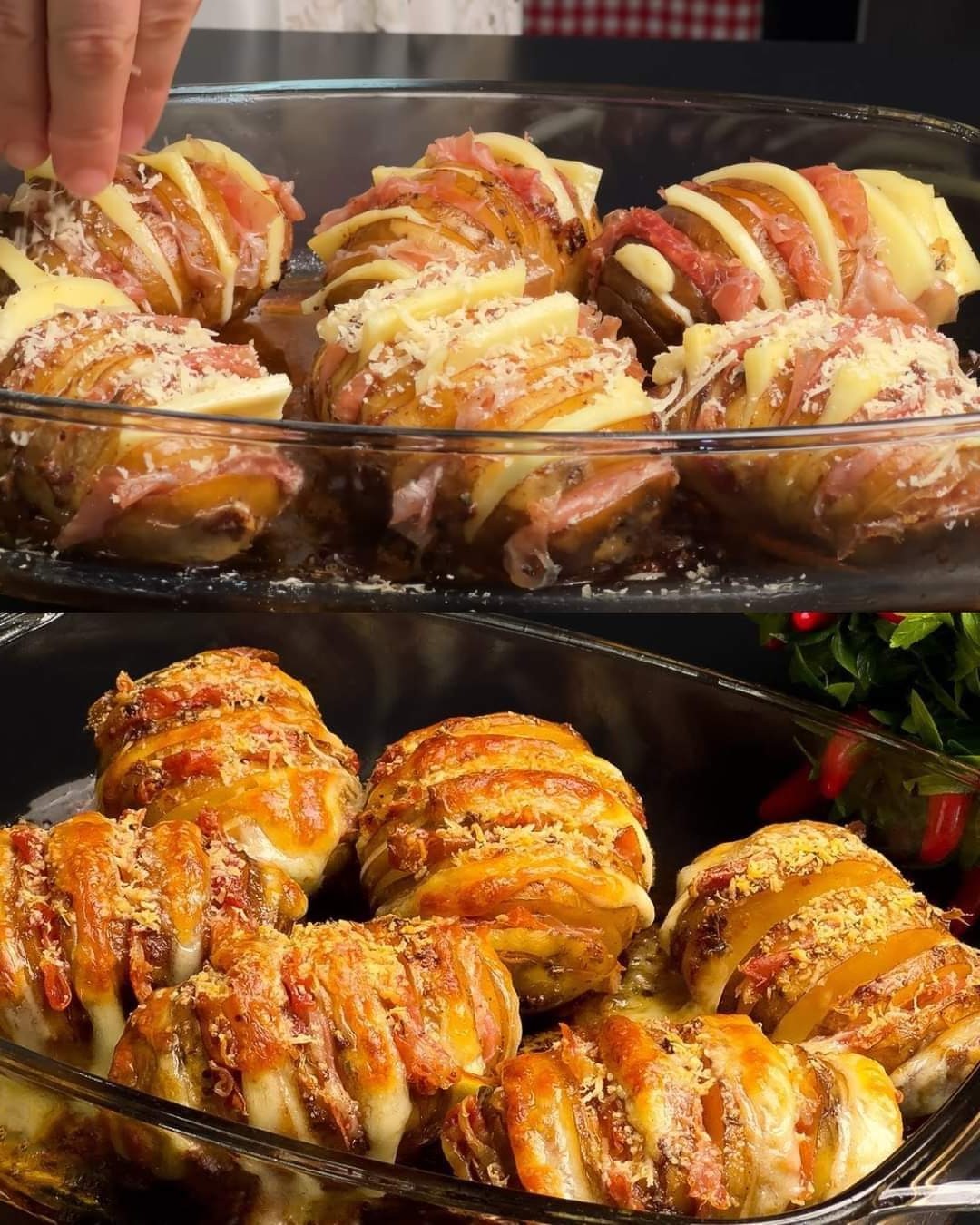Hasselback Potatoes with Cheese and Prosciutto - CYSSERO