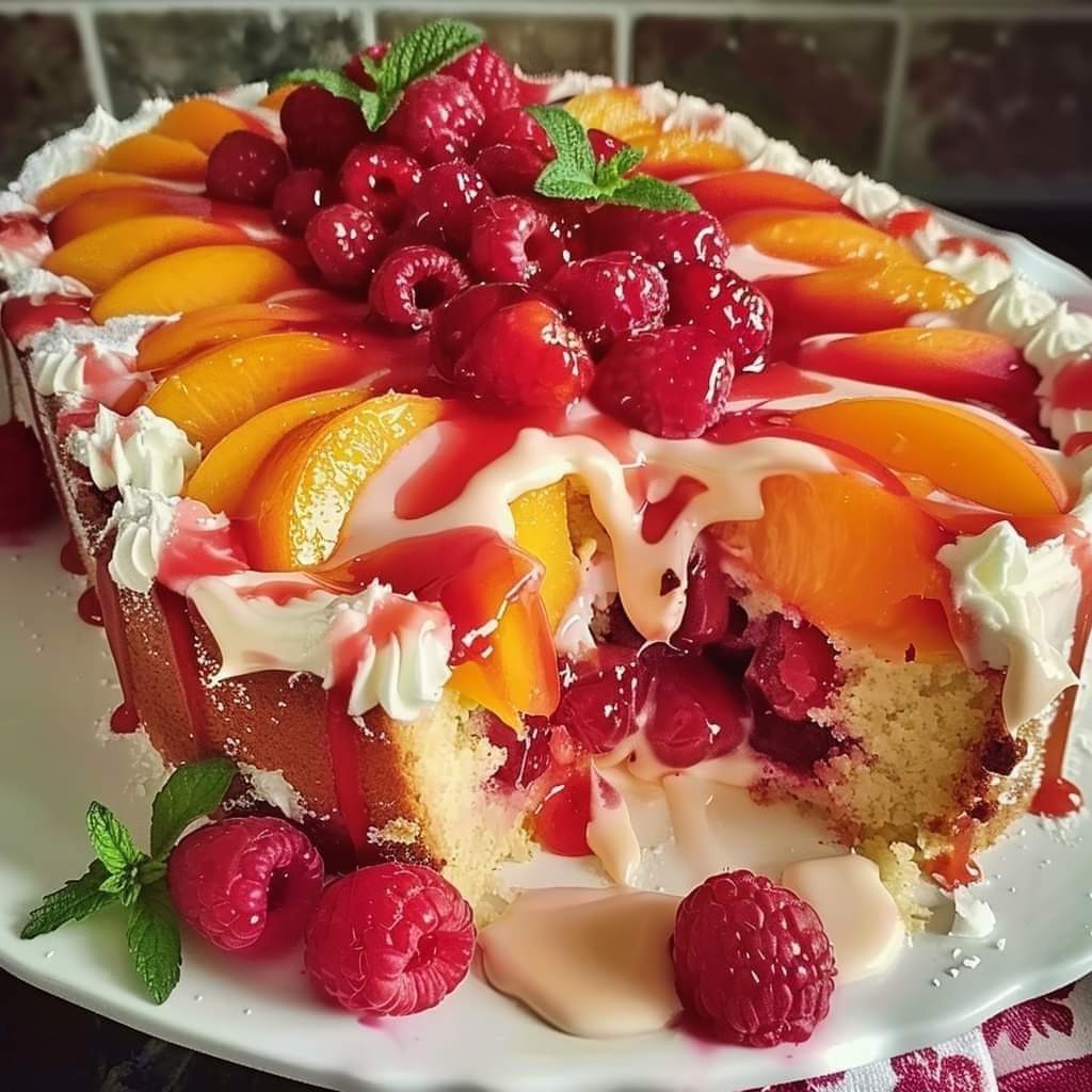 Raspberry Peach Cake Recipe - CYSSERO