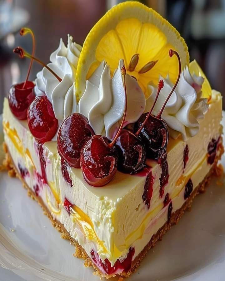 Lemon Cherry Cream Dessert - CYSSERO