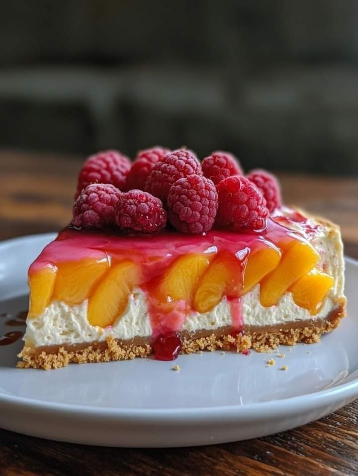 The Art of Creating a Perfect Peach and Raspberry Cheesecake - CYSSERO