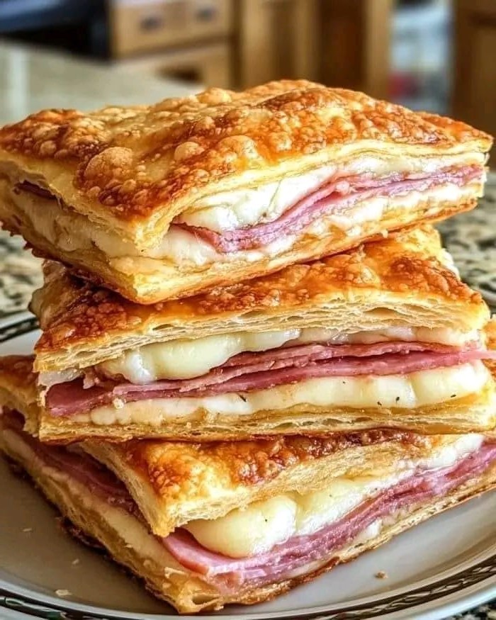 Crispy Ham and Cheese Puff Pastry Squares - CYSSERO