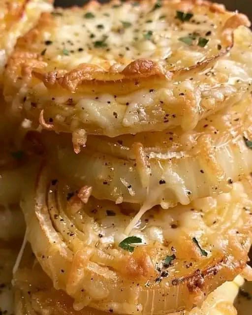 Cheesy Baked Onion Stacks - CYSSERO