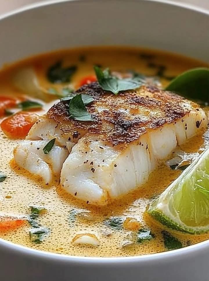 Seared Cod with Coconut Lime Broth - CYSSERO