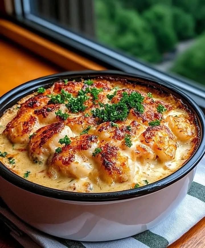 features a tantalizing chicken au gratin dish, - CYSSERO
