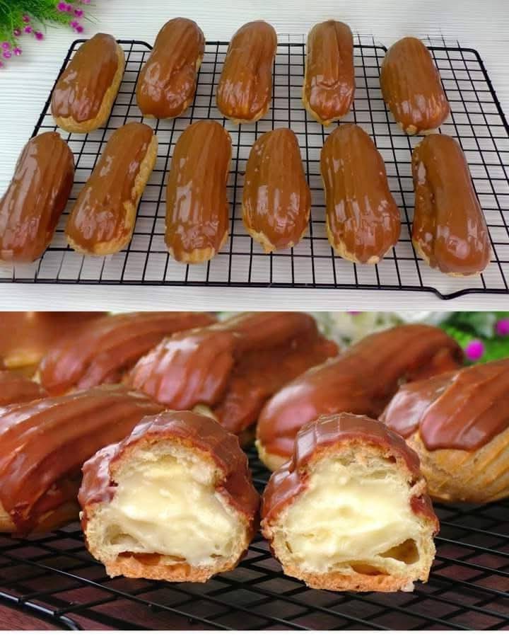Classic Eclairs with Cream Filling and Chocolate Glaze Recipe - CYSSERO