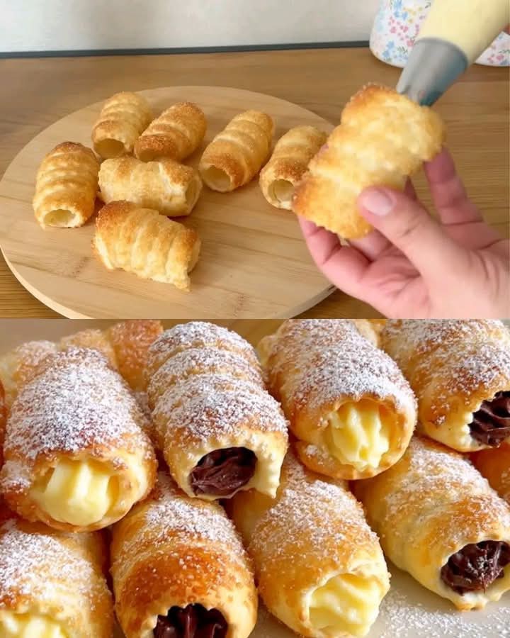 Crispy Cream-Filled Pastry Horns - CYSSERO