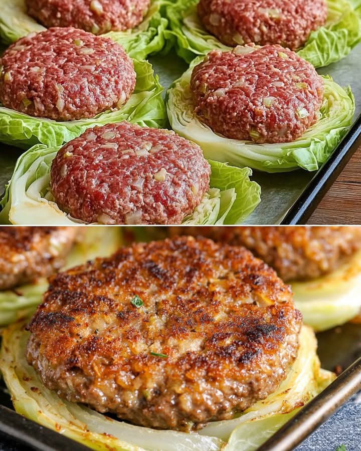 Juicy Beef Patties on Roasted Cabbage - CYSSERO