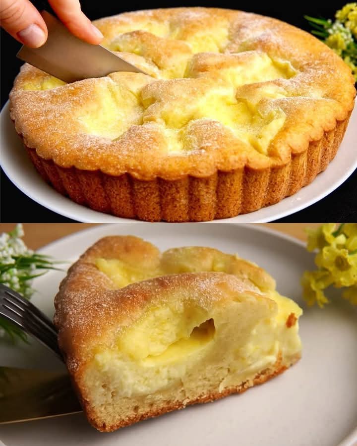 Fluffy Custard-Filled Cake Tart - CYSSERO