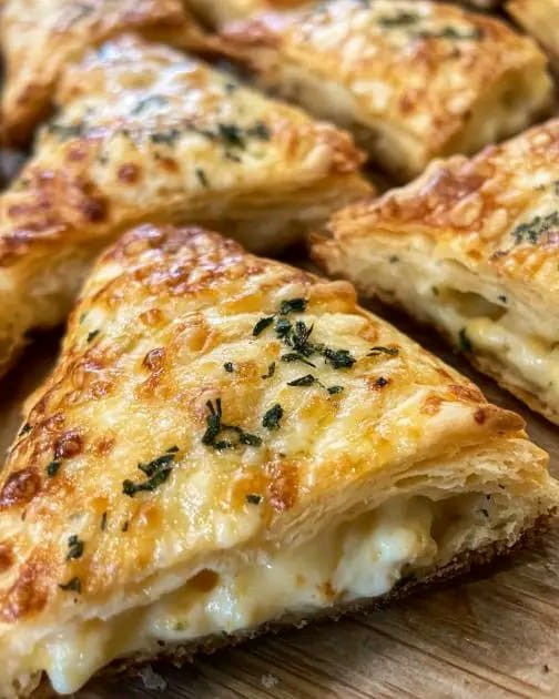 Cheesy Garlic Puff Pastry Triangles - CYSSERO