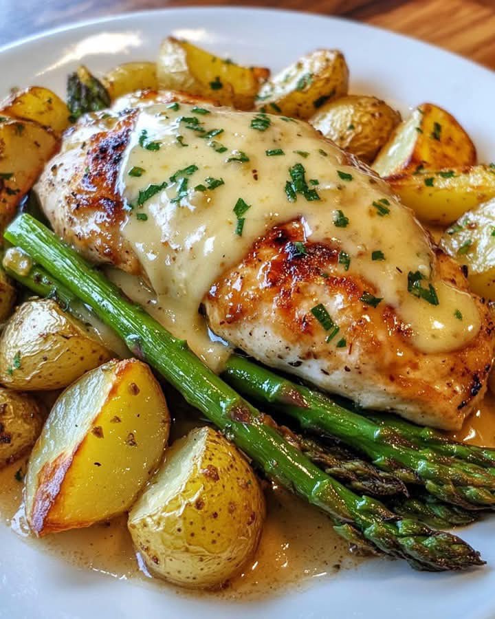 Garlic Herb Chicken with Roasted Potatoes & Asparagus - CYSSERO