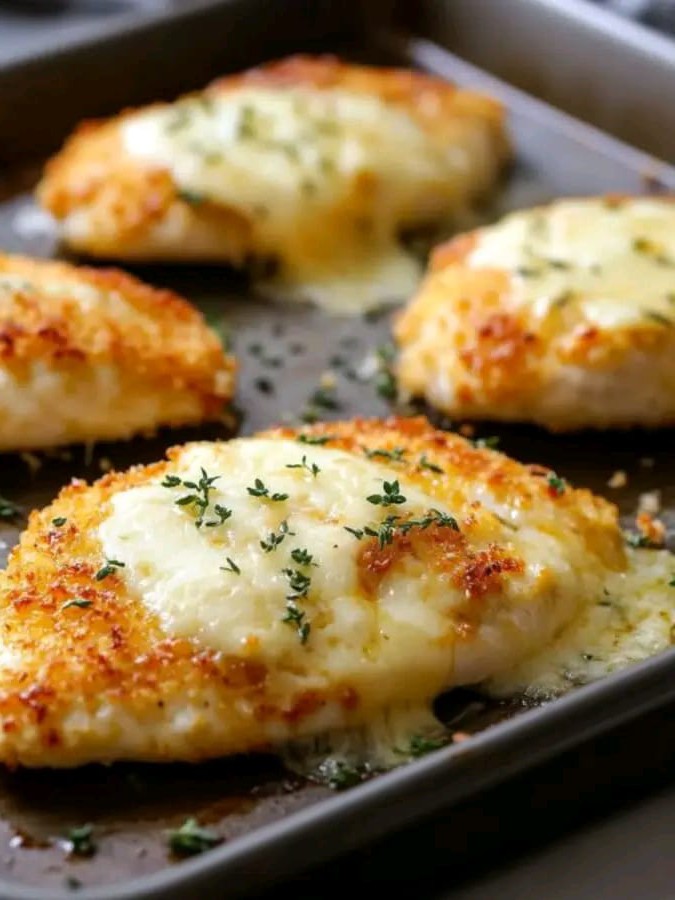 Crispy Baked Chicken with Melted Cheese & Herbs - CYSSERO