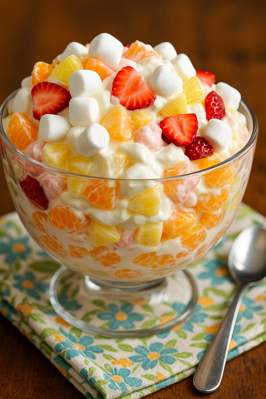 Creamy Marshmallow Fruit Salad - CYSSERO