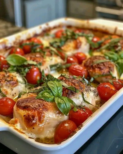 Baked Caprese Chicken with Mozzarella & Basil - CYSSERO