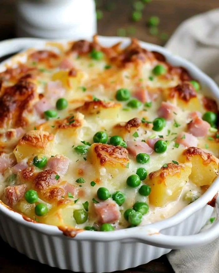 Creamy Ham and Potato Casserole with Peas - CYSSERO