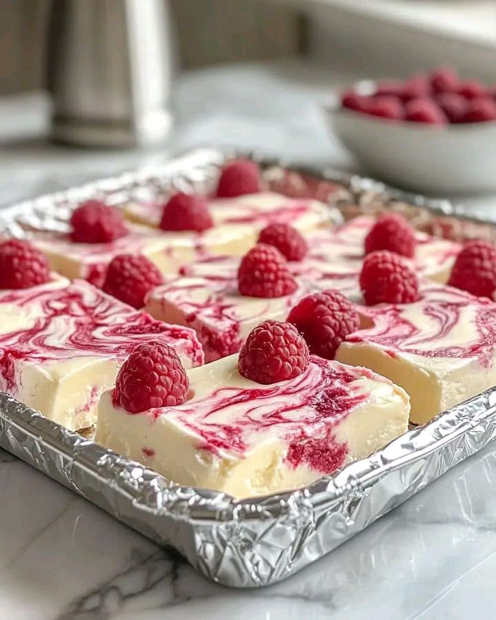 Raspberry Swirl Cheesecake Bars - CYSSERO
