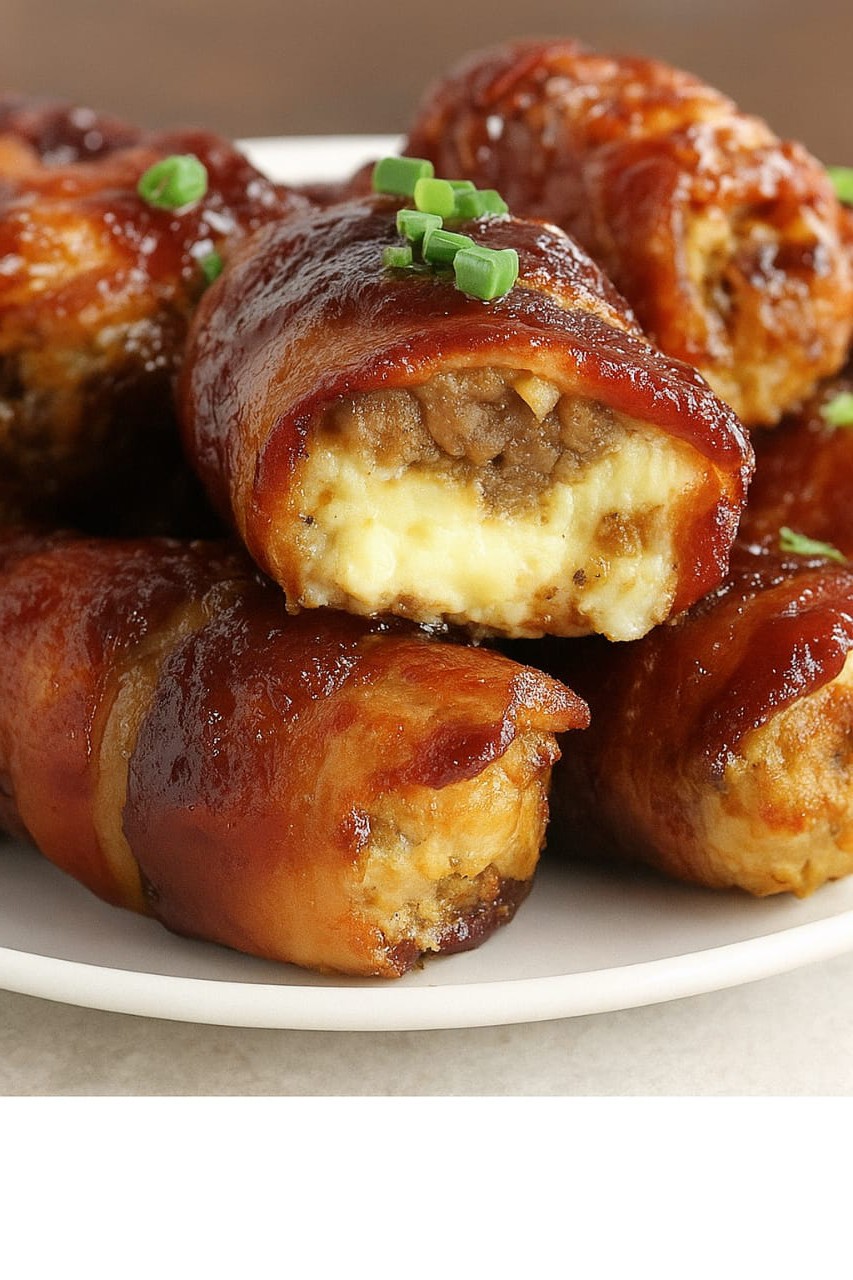 Cheesy Bacon-Wrapped Sausage Bombs - CYSSERO
