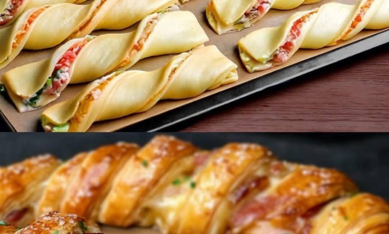 Homemade Savory Twisted Puff Pastry Rolls – Stuffed & Golden Baked ...