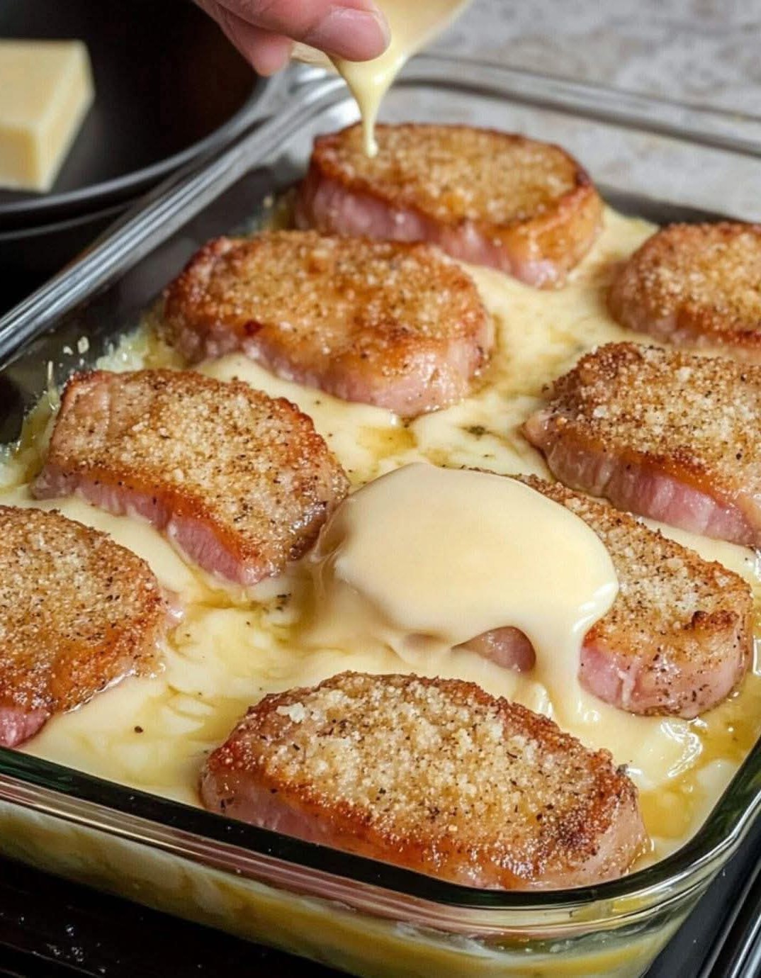 Baked Pork Chops with Creamy Cheese Sauce - CYSSERO