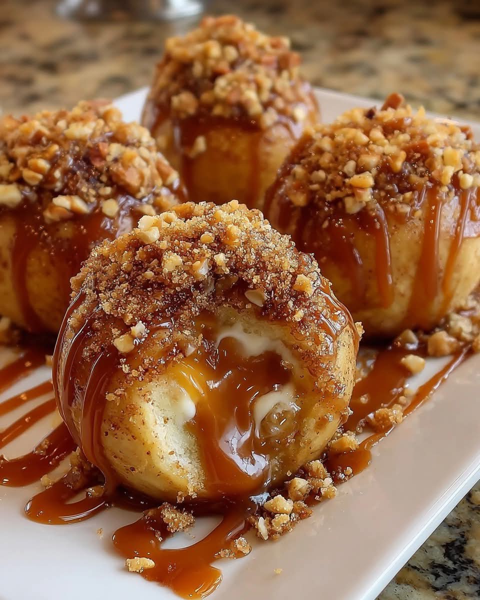 Caramel Cream Puffs with Nut Topping - CYSSERO