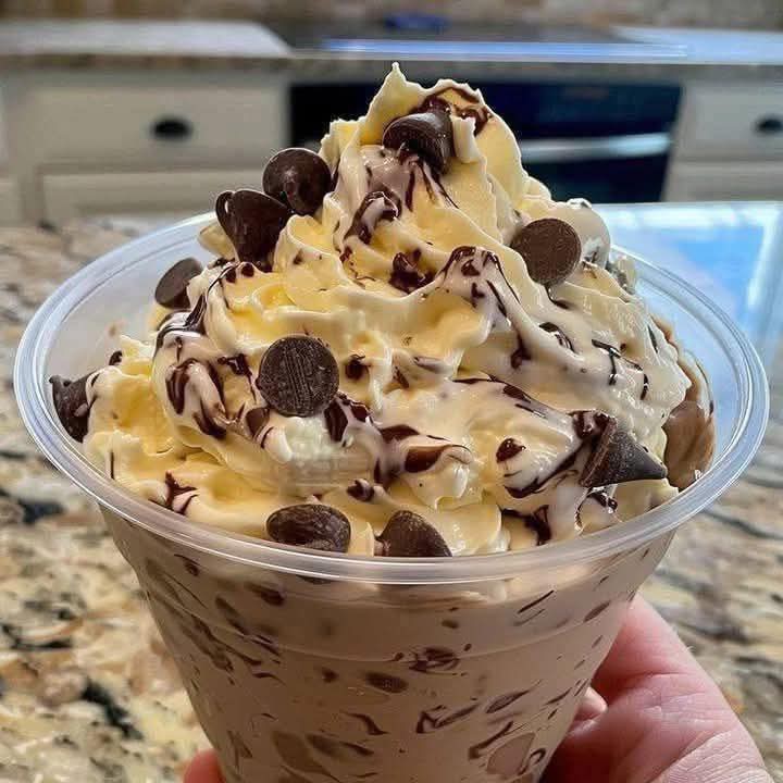 Creamy Mocha Chip Frappe with Whipped Cream and Chocolate Drizzle - CYSSERO