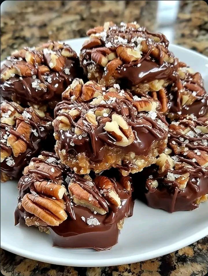 Chocolate Pecan Caramel Clusters with Sea Salt - CYSSERO