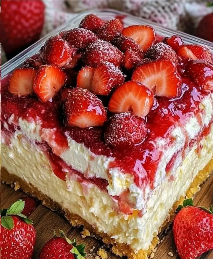 Strawberry Cream Cheesecake Bars - CYSSERO
