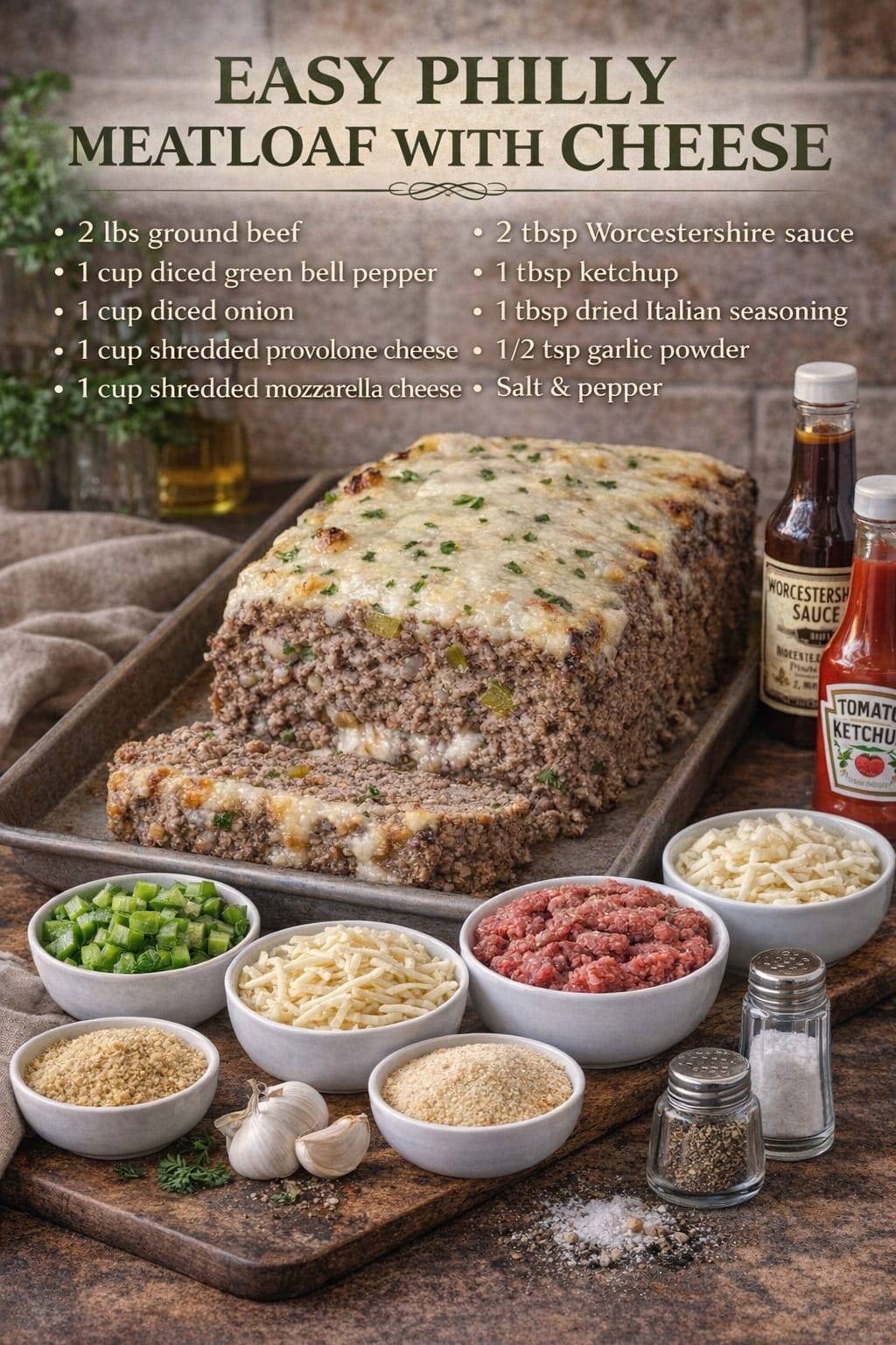 Easy Philly Meatloaf with Cheese - CYSSERO
