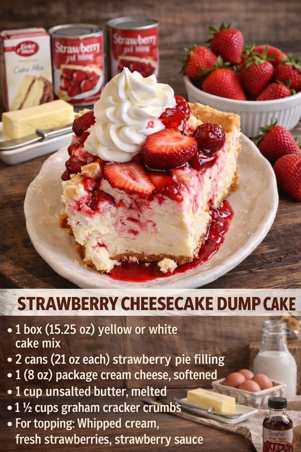 Strawberry Cheesecake Dump Cake - CYSSERO