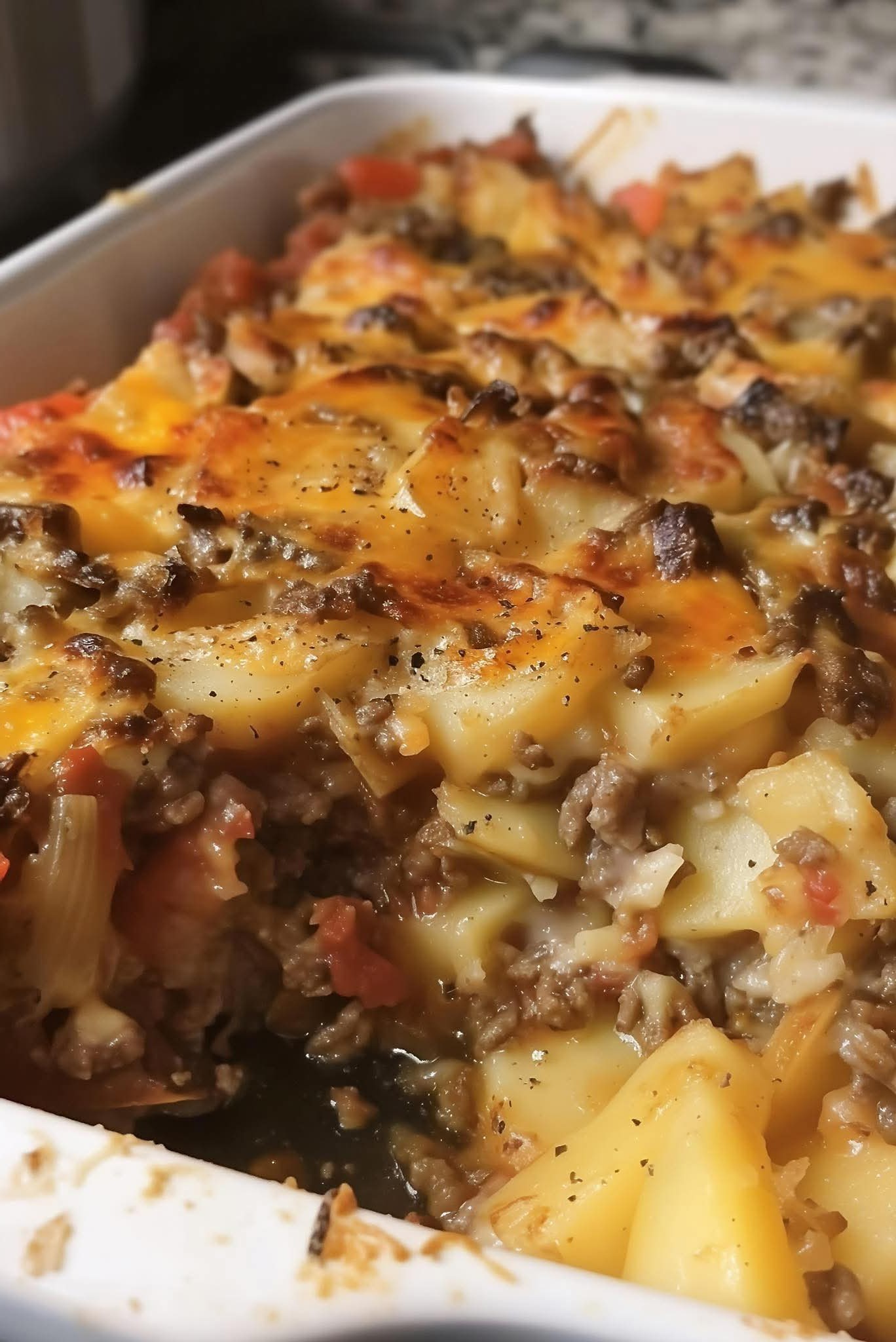 Cheesy Ground Beef and Potato Casserole - CYSSERO
