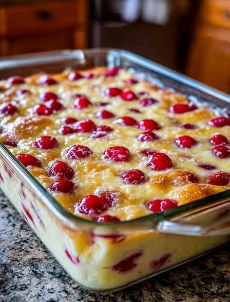 Creamy Cherry Custard Bake - CYSSERO