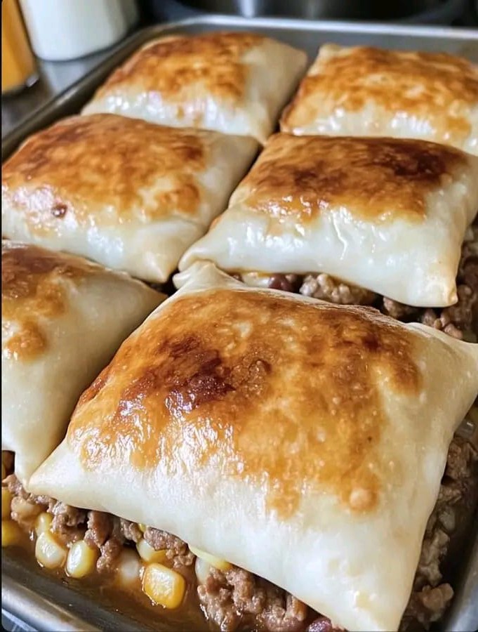 Golden Baked Meat & Vegetable Stuffed Pastry Squares - CYSSERO