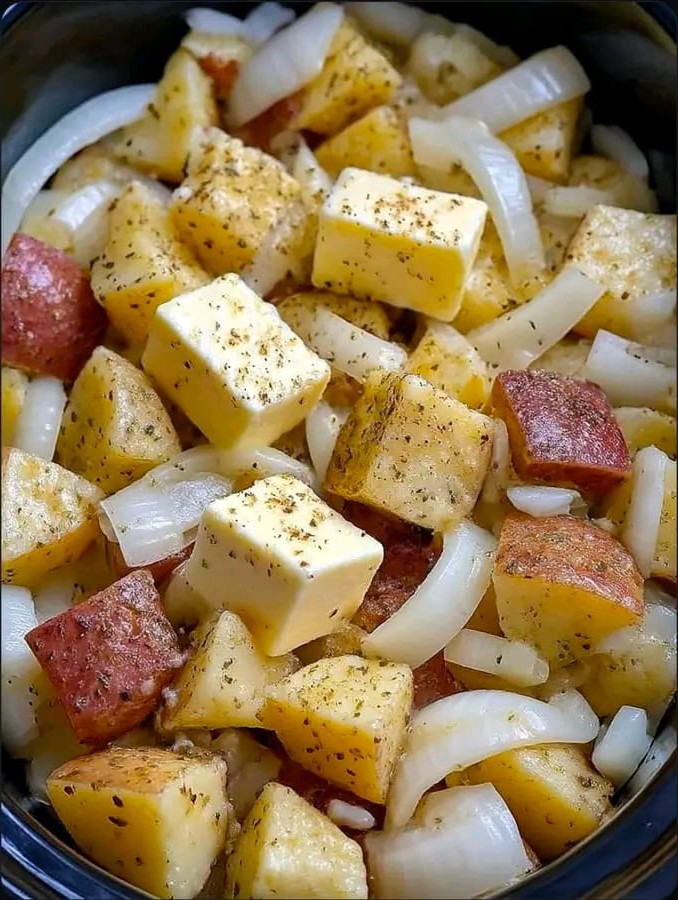 Savory Oven-Roasted Potatoes with Sausage and Onions - CYSSERO