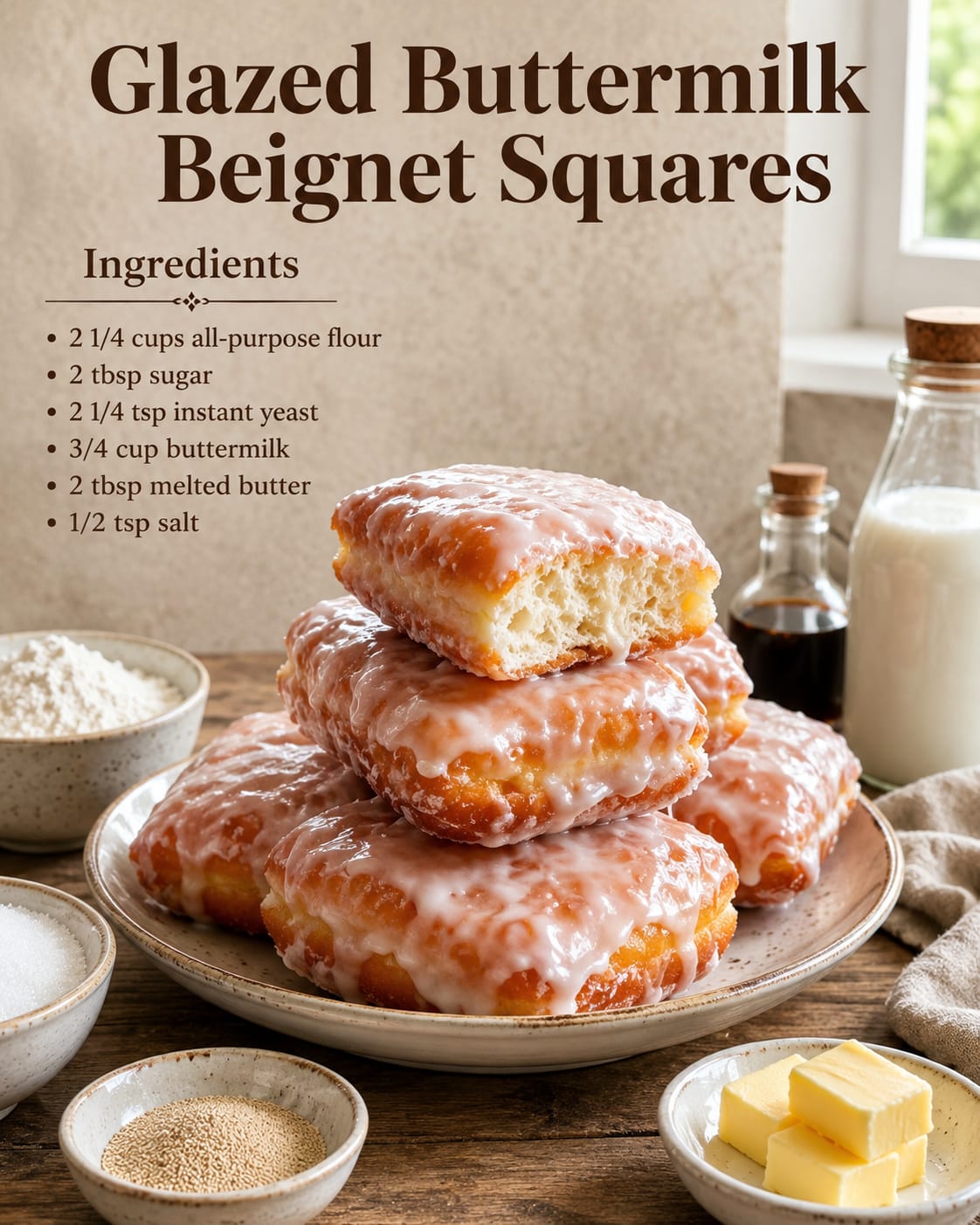 Glazed Buttermilk Beignet Squares - CYSSERO