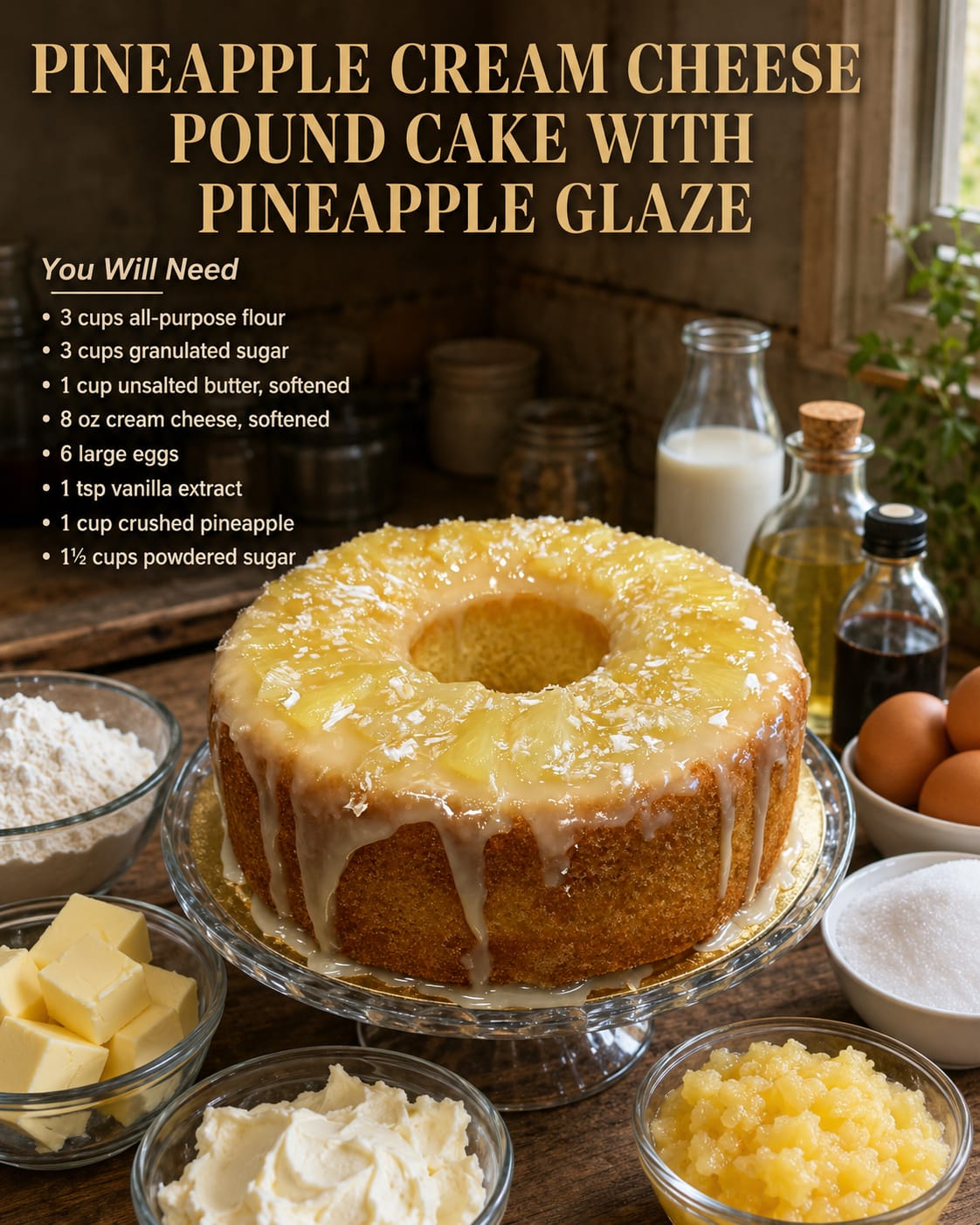 Pineapple Cream Cheese Pound Cake with Pineapple Glaze - CYSSERO