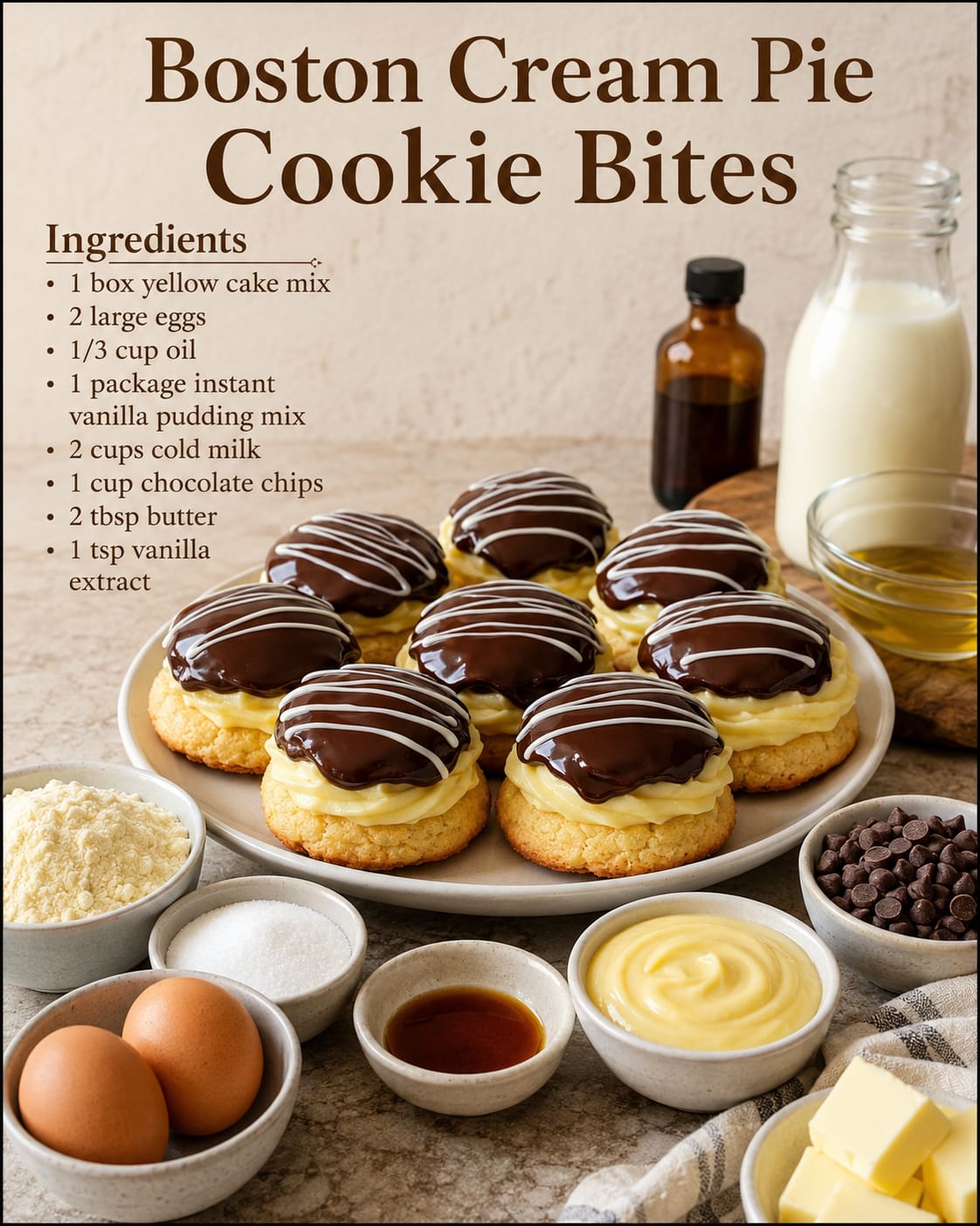 Boston Cream Pie Cookie Bites - CYSSERO