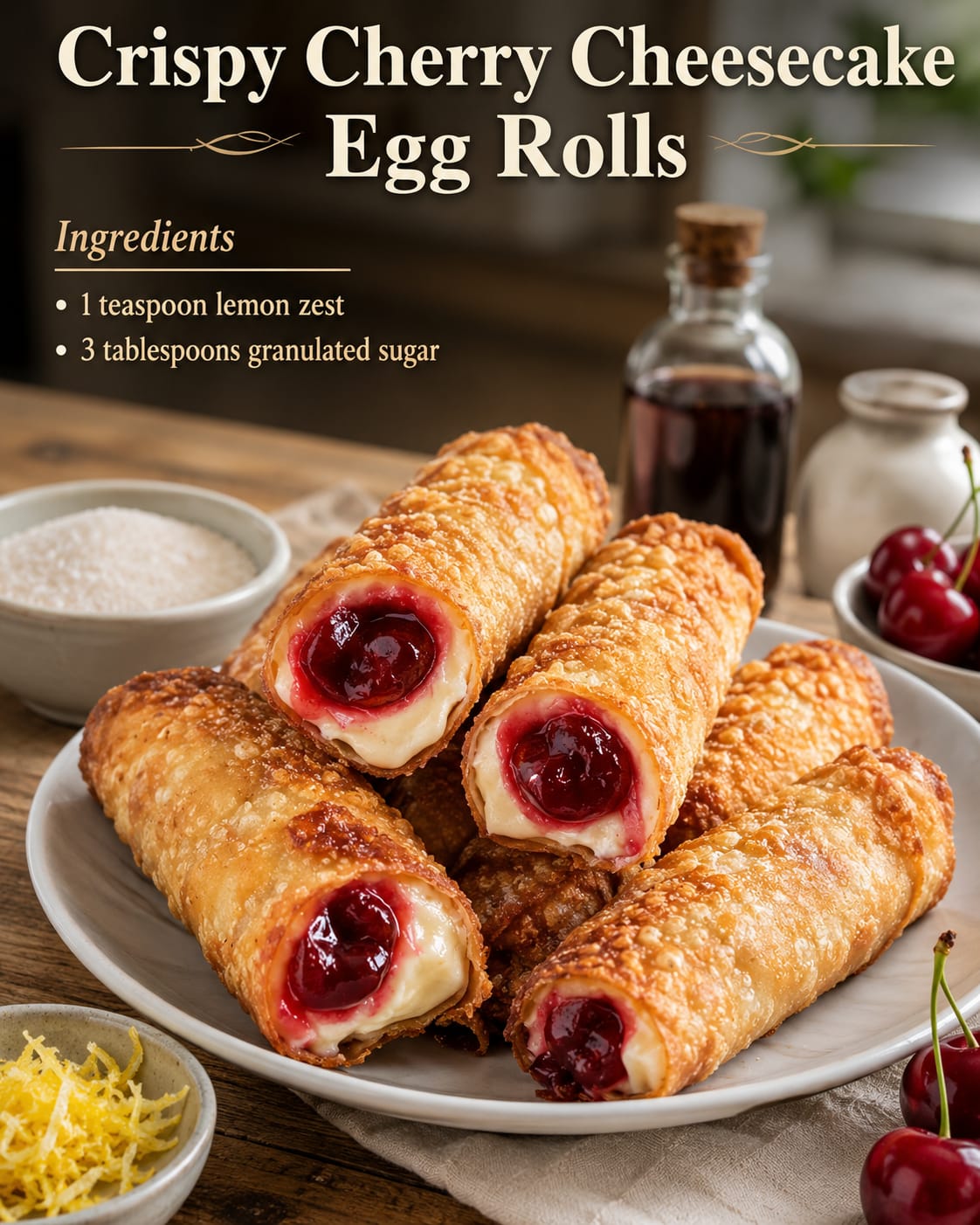 Crispy Cherry Cheesecake Egg Rolls - CYSSERO